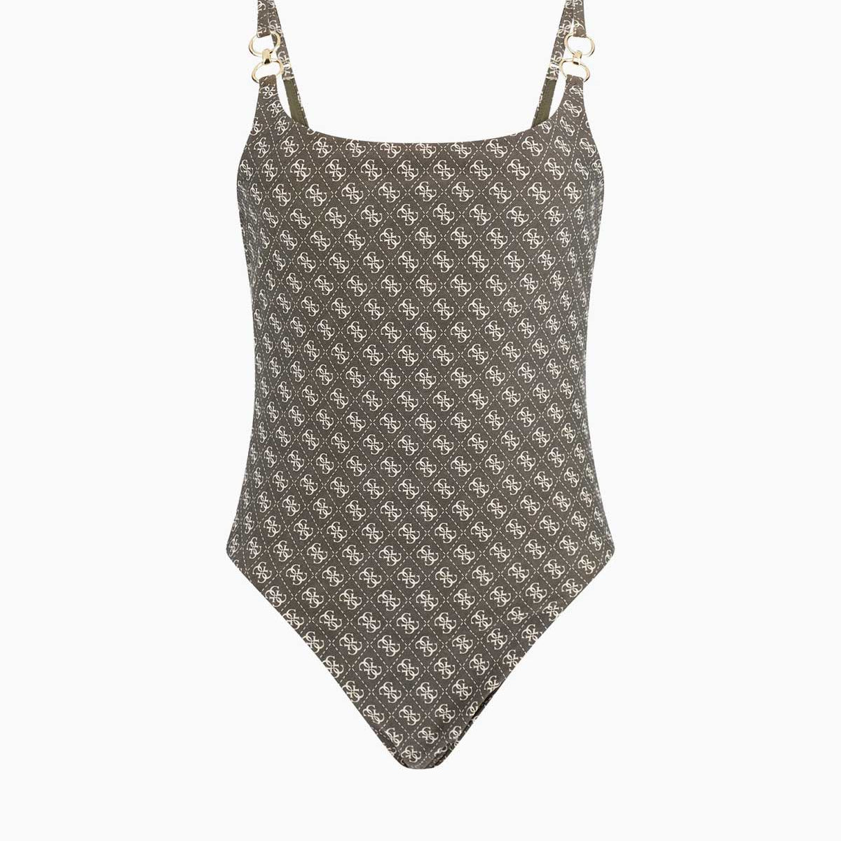Guess One Piece Logolu Mayo 4G Rustic Olive Aop - ECANTA