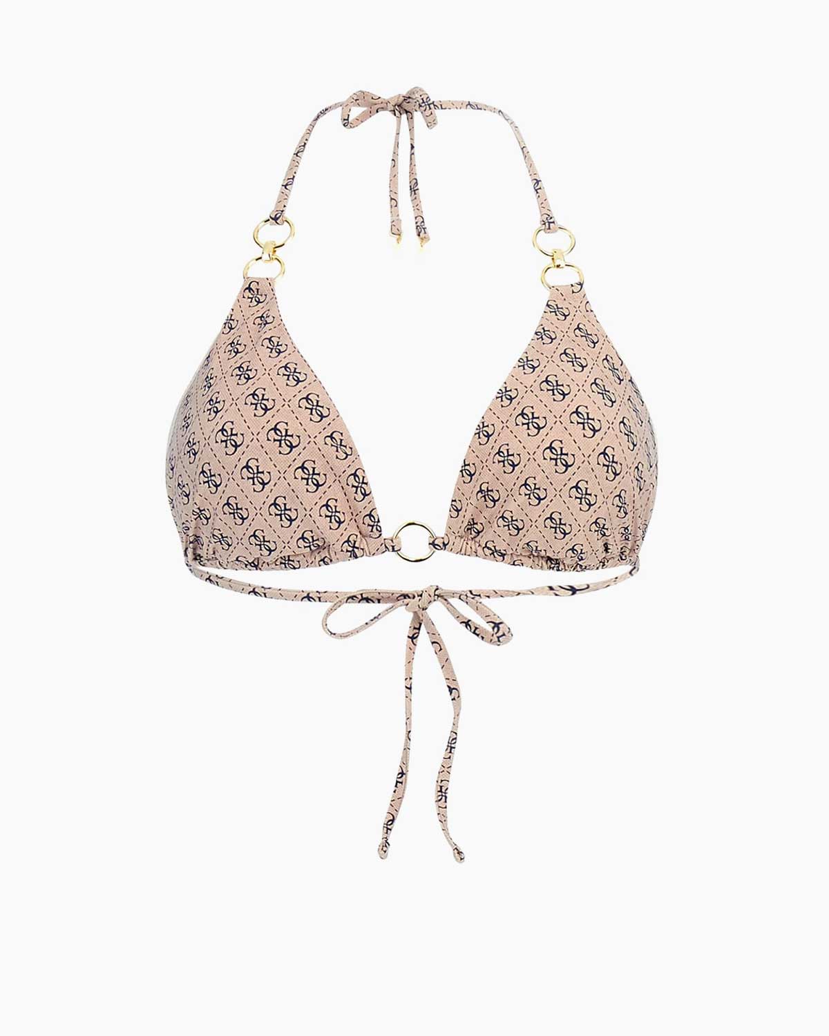 Guess Triangle Bağlamalı Bikini Üstü 4G Rustic Beige Aop – ECANTA