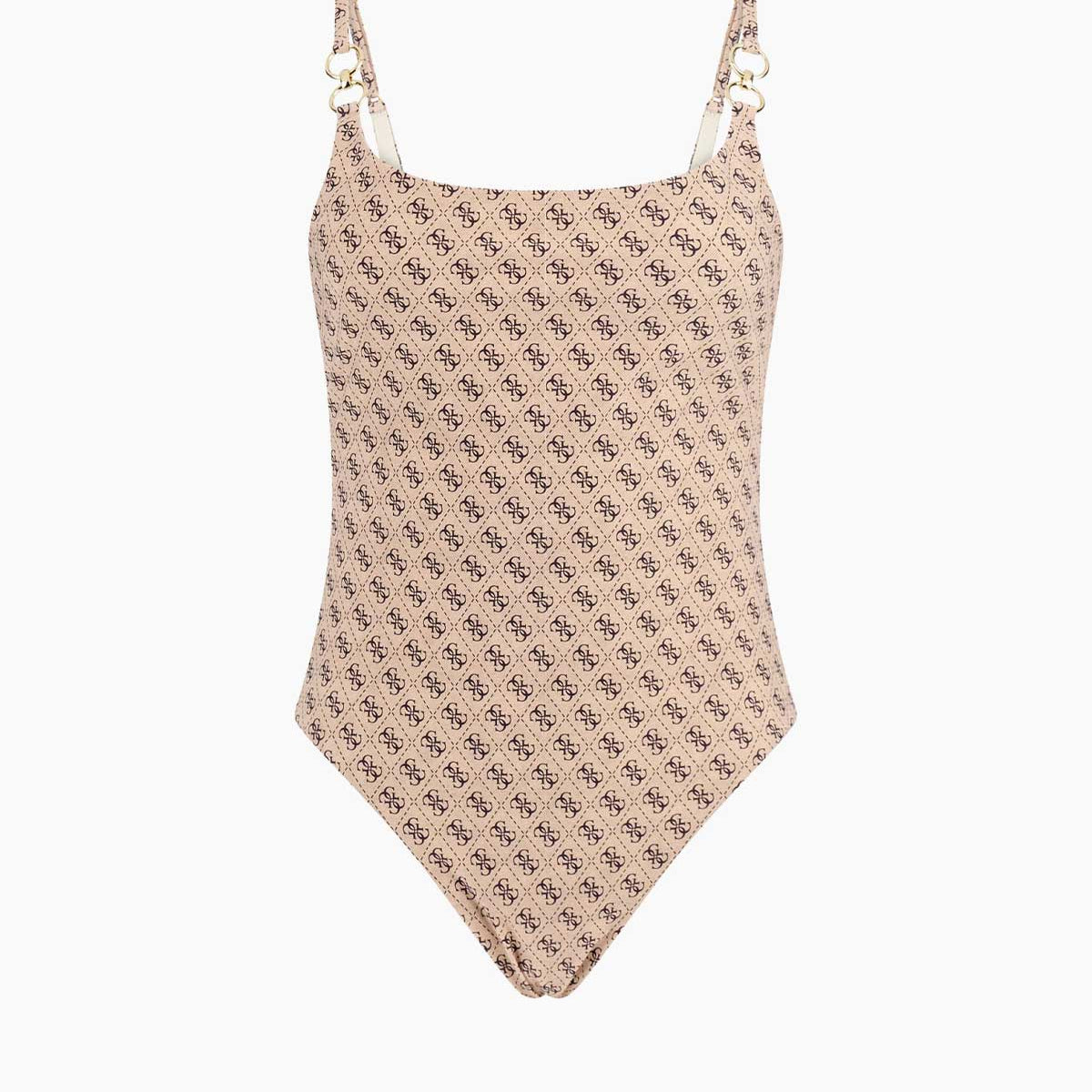 Guess One Piece Logolu Mayo 4G Rustic Beige Aop - ECANTA